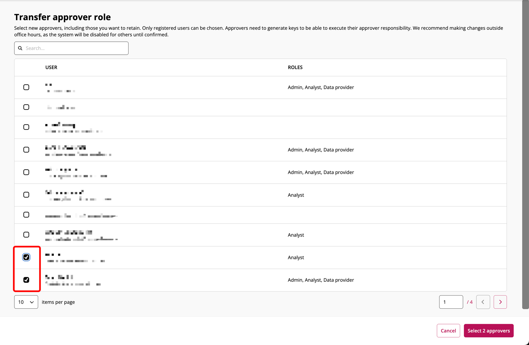 How to transfer the approver role