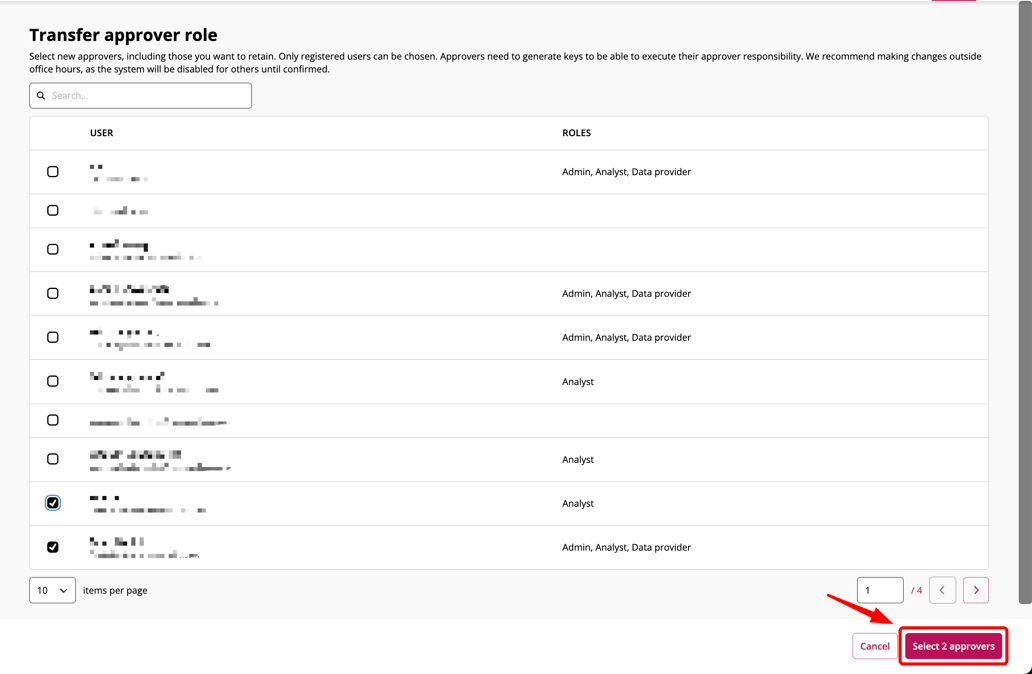 How to transfer the approver role