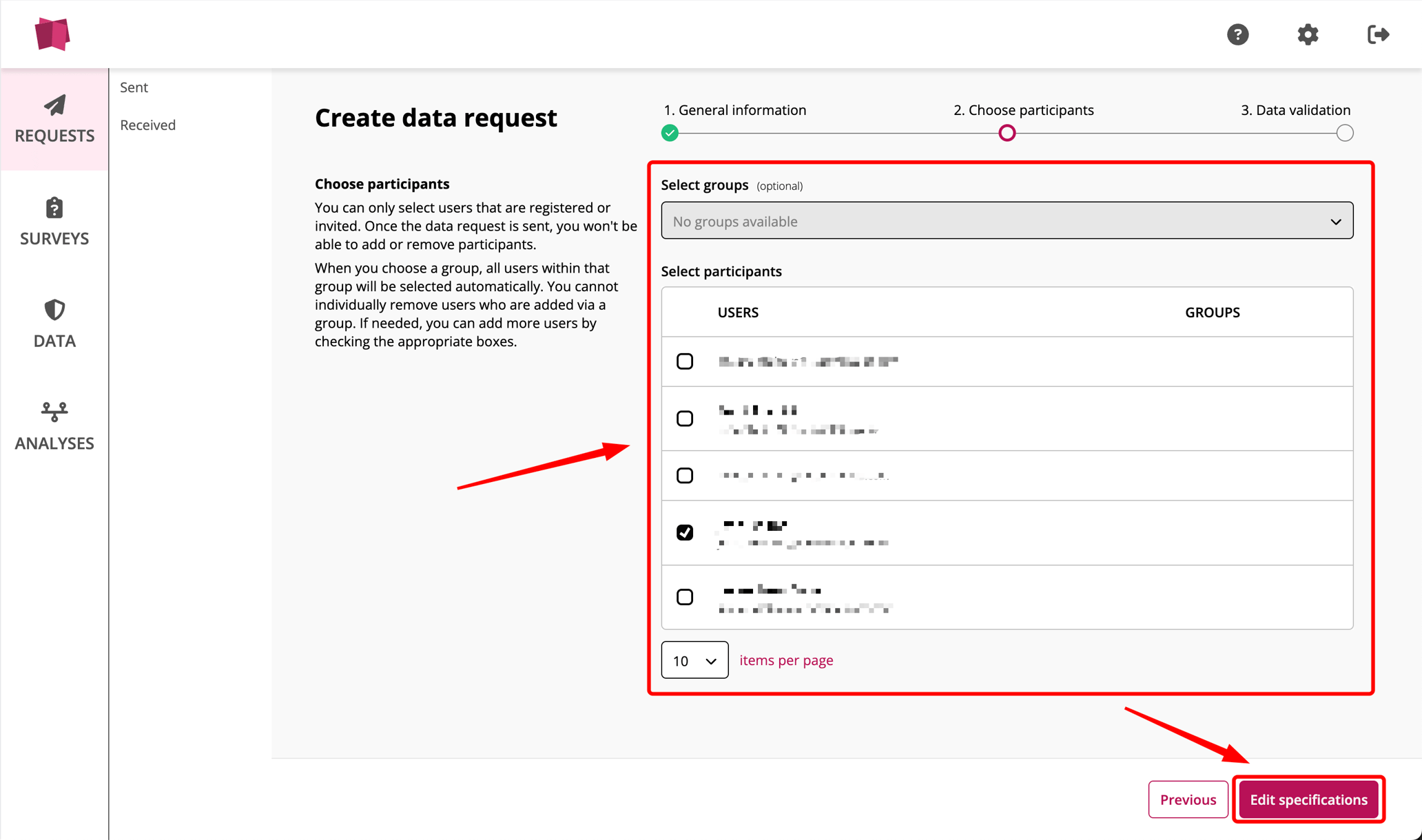 How to create a data request